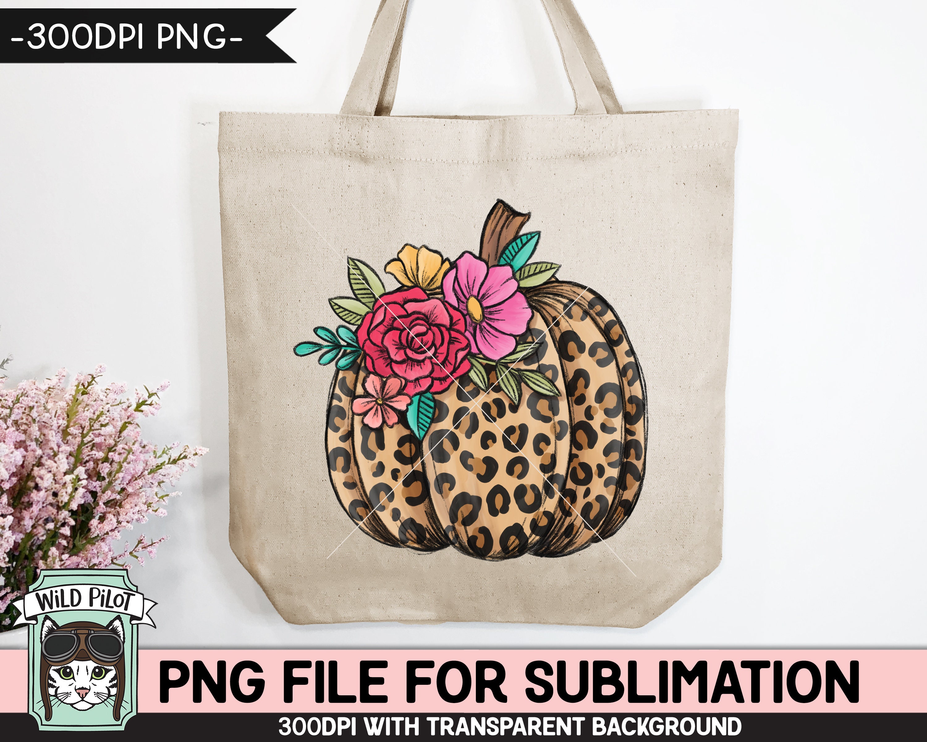 Floral Leopard Pumpkin SUBLIMATION Design PNG Flower Leopard - Etsy