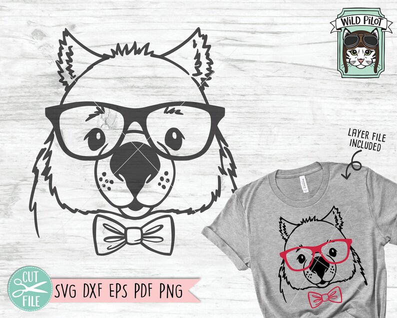 Wombat Svg File, Wombat With Glasses Bowtie Svg, Wombat Cut File ...