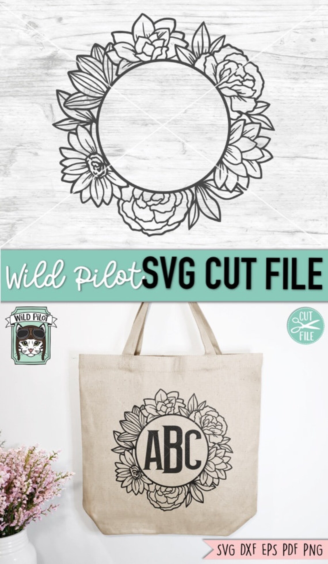 Floral Frame SVG Floral Circle Frame Cut File Round Flower - Etsy