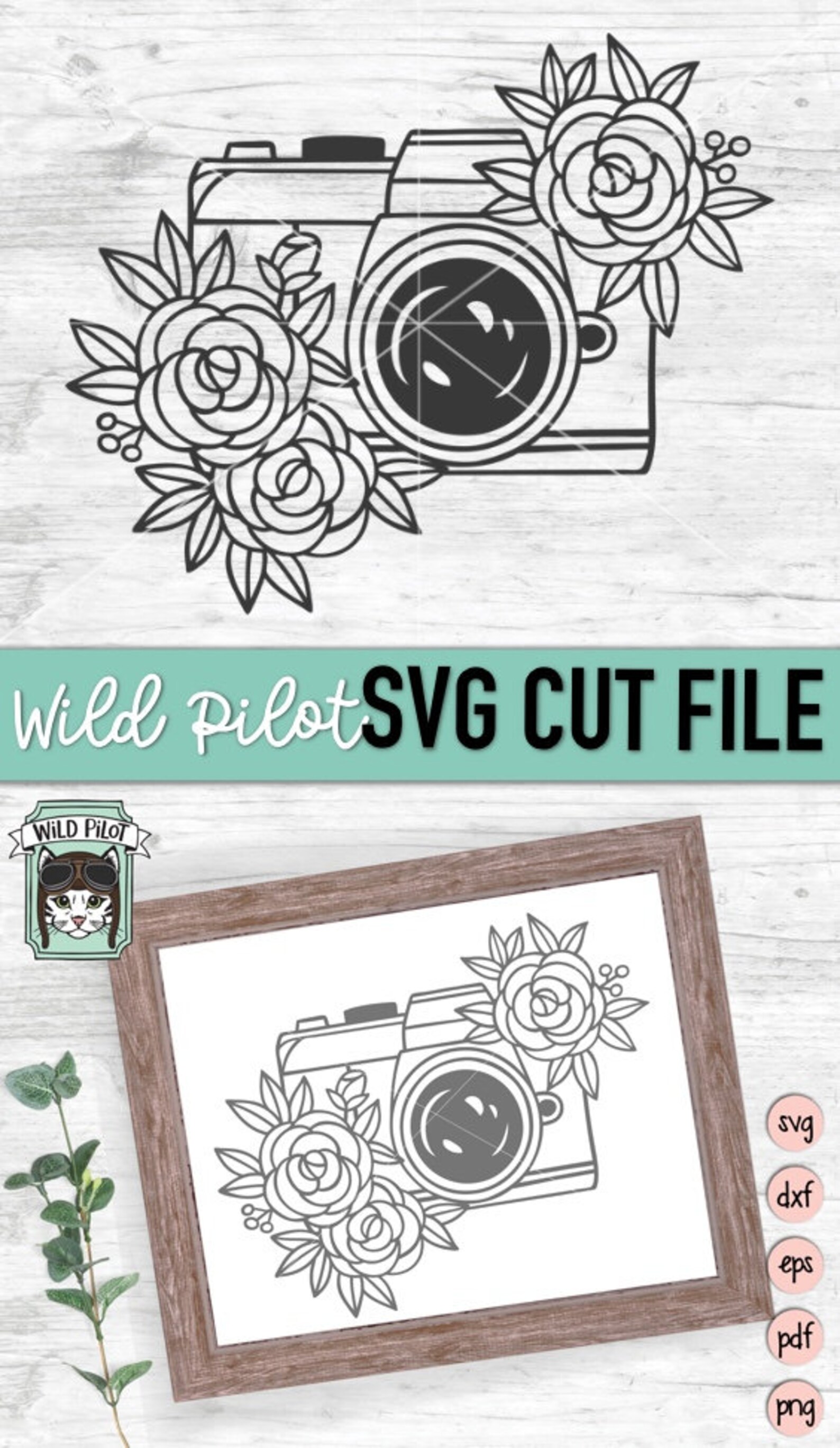 Floral Camera SVG File Flower Camera Cut File Photography | Etsy