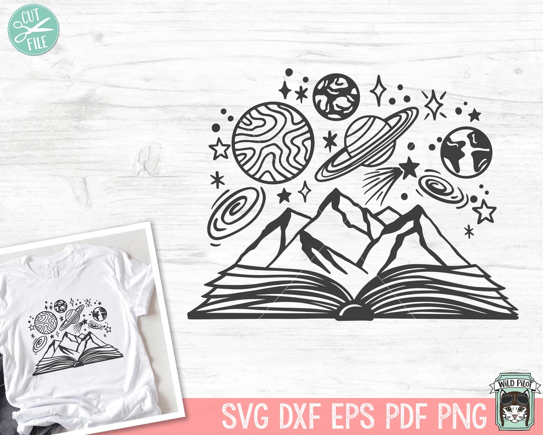 Book SVG, Reading SVG, Sci Fi SVG, Solar System Svg, Planets Svg, Book ...
