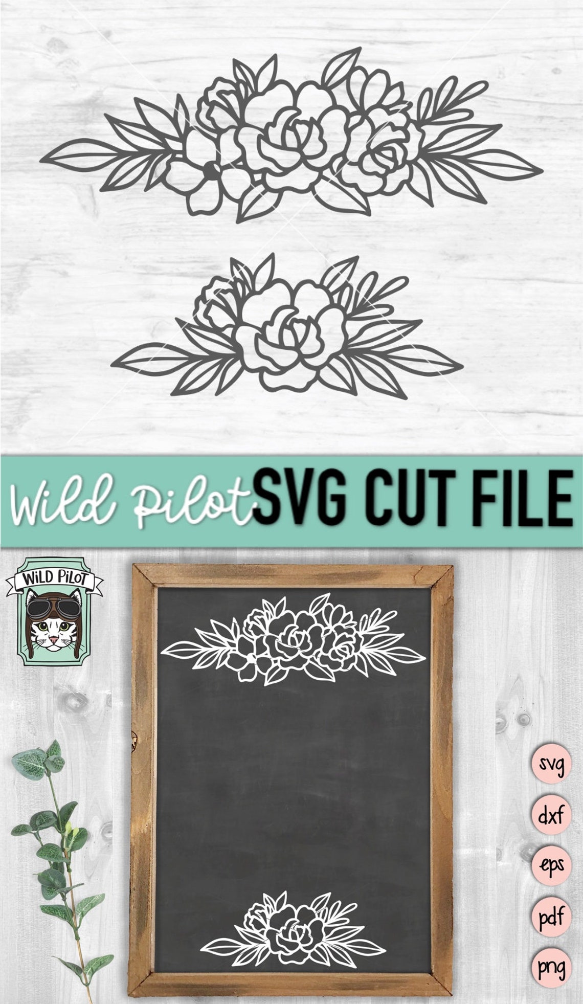 Flowers SVG File, Flower Border SVG, Flower Cut File, Line Divider Svg ...