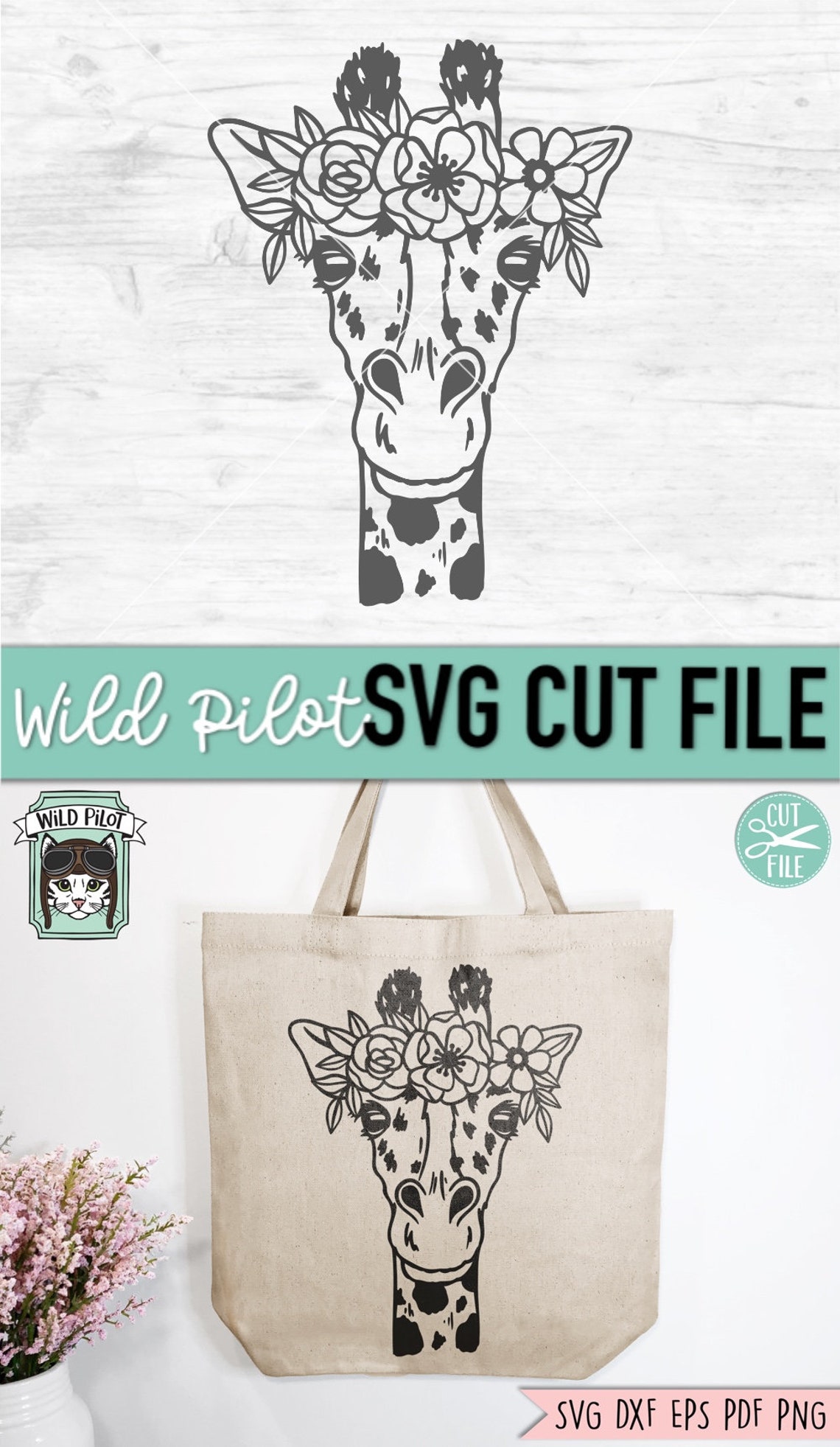 Floral Giraffe SVG File Giraffe With Flower Crown SVG - Etsy
