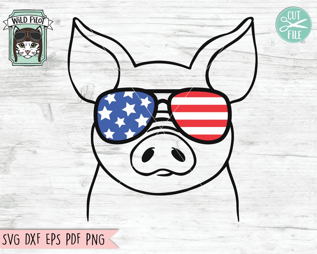 July 4th Pig SVG, Fourth of July Pig Svg File, Pig Glasses Clip Svg ...