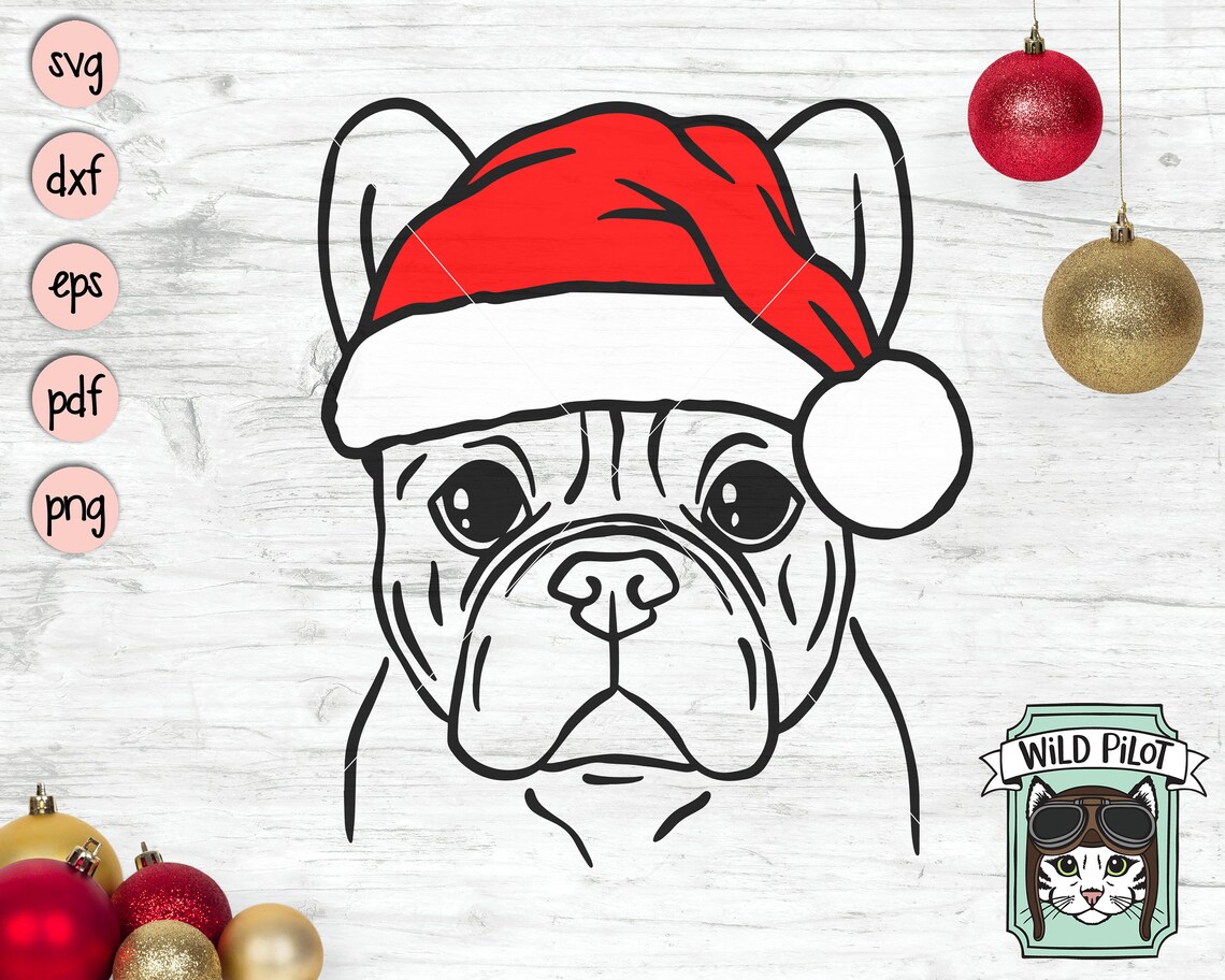 Dog Santa Hat Svg File, Dog With Hat Svg, Christmas Svg File, French ...