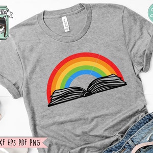 Rainbow SVG, Book SVG, Reading SVG, Book Lover Svg, Librarian Svg ...