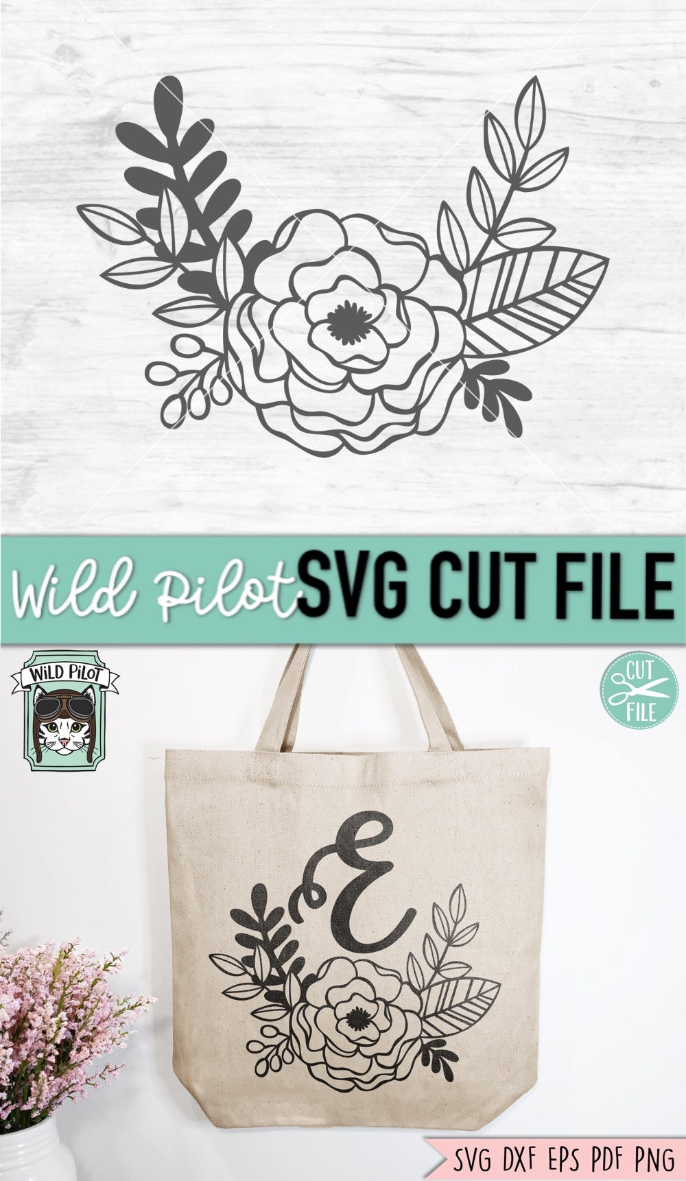 Flower Monogram SVG Floral Monogram Cut File Monogram Frame - Etsy