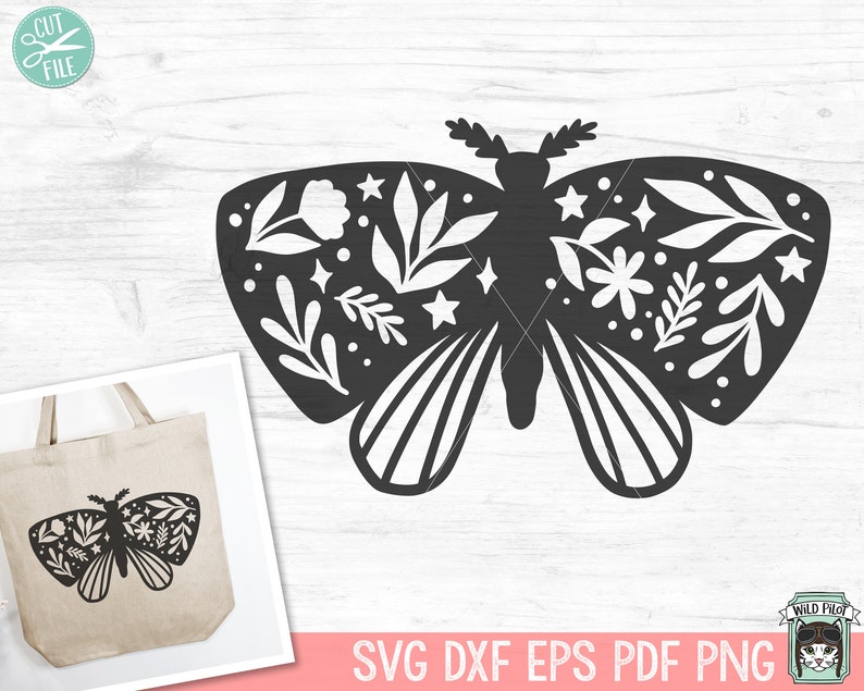 Moth SVG File Moth Laurel Leaves SVG File Moth Cut File - Etsy