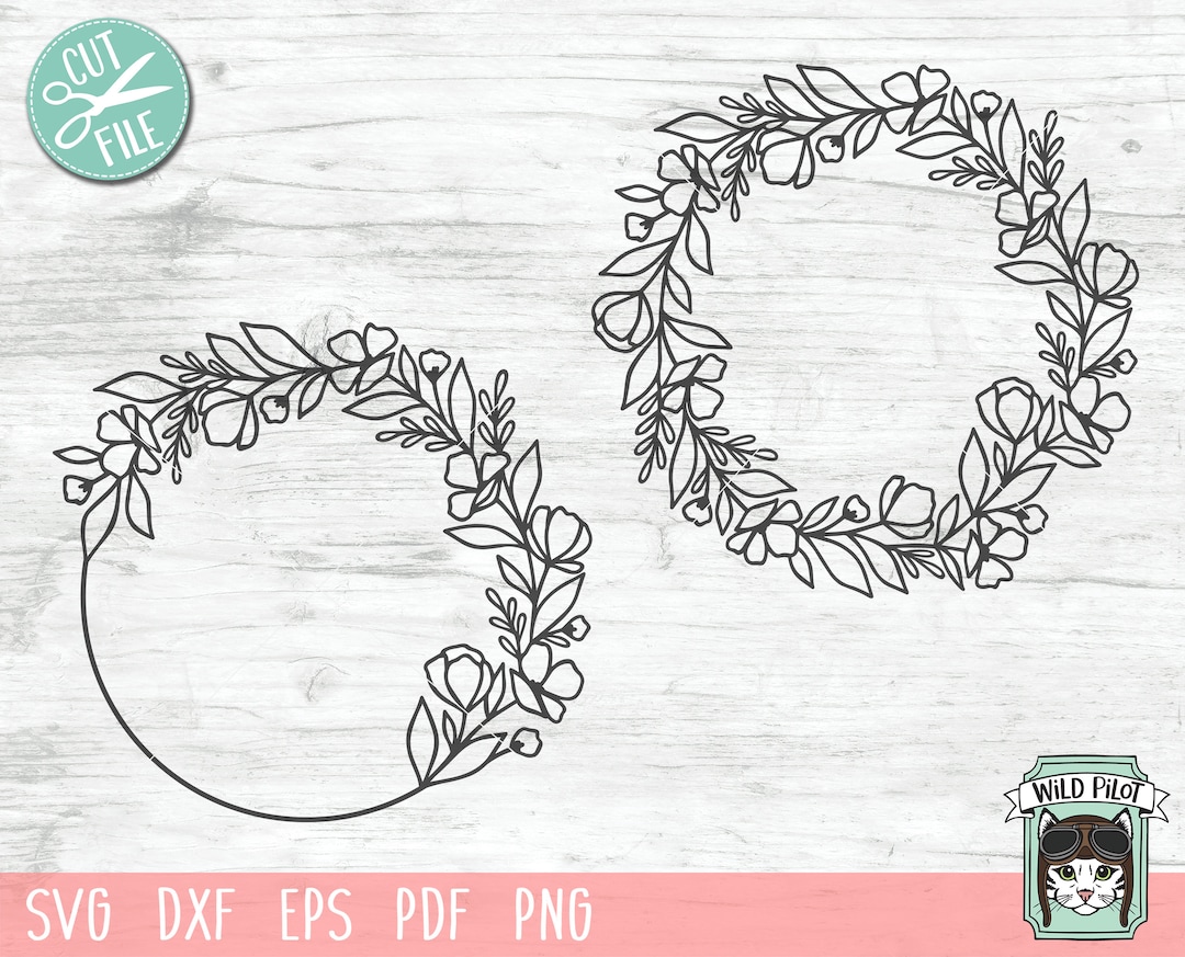 Wreath SVG File, Floral Wreath Svg, Monogram Wreath SVG, Flower Wreath ...