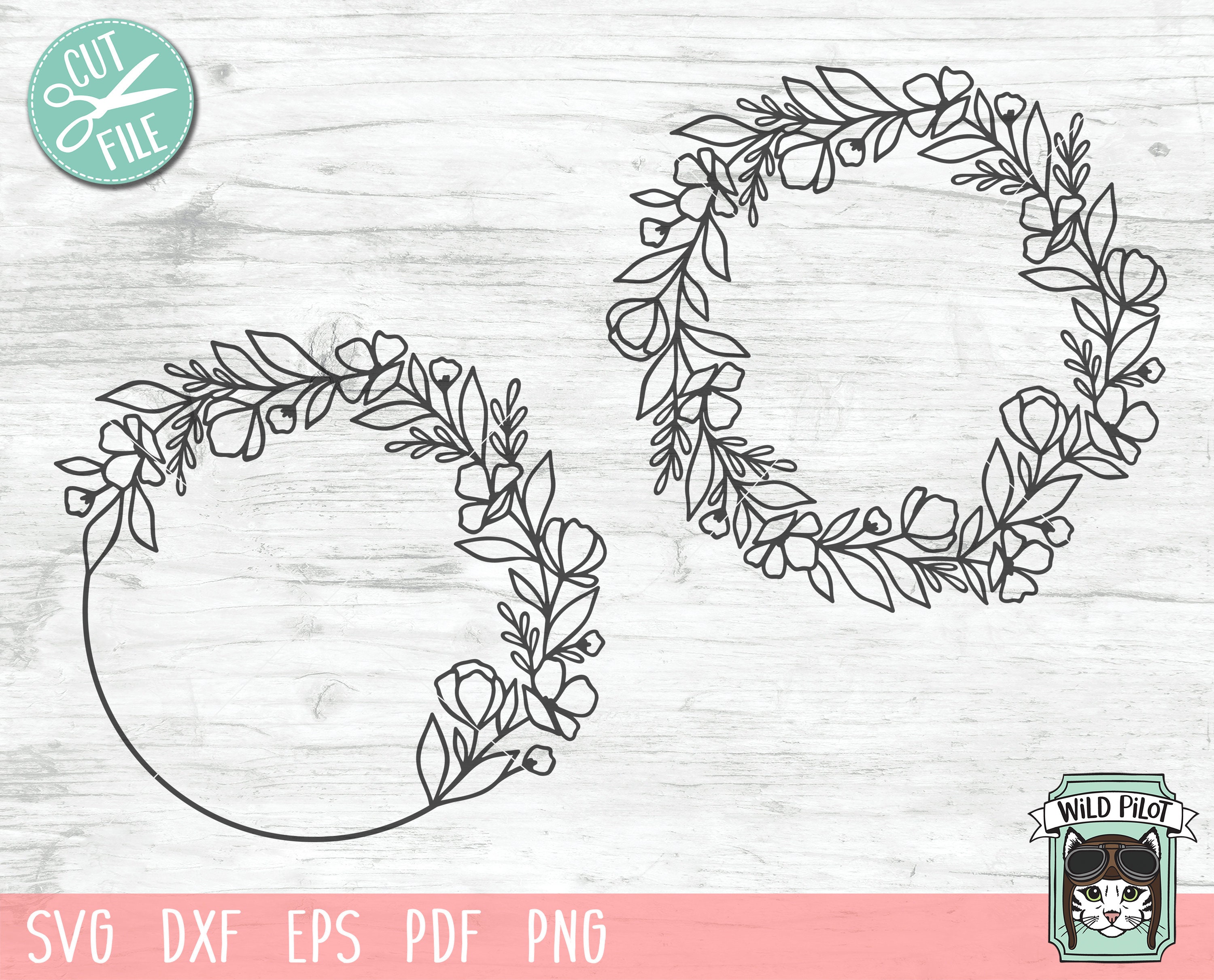 Wreath SVG File, Floral Wreath Svg, Monogram Wreath SVG, Flower Wreath ...