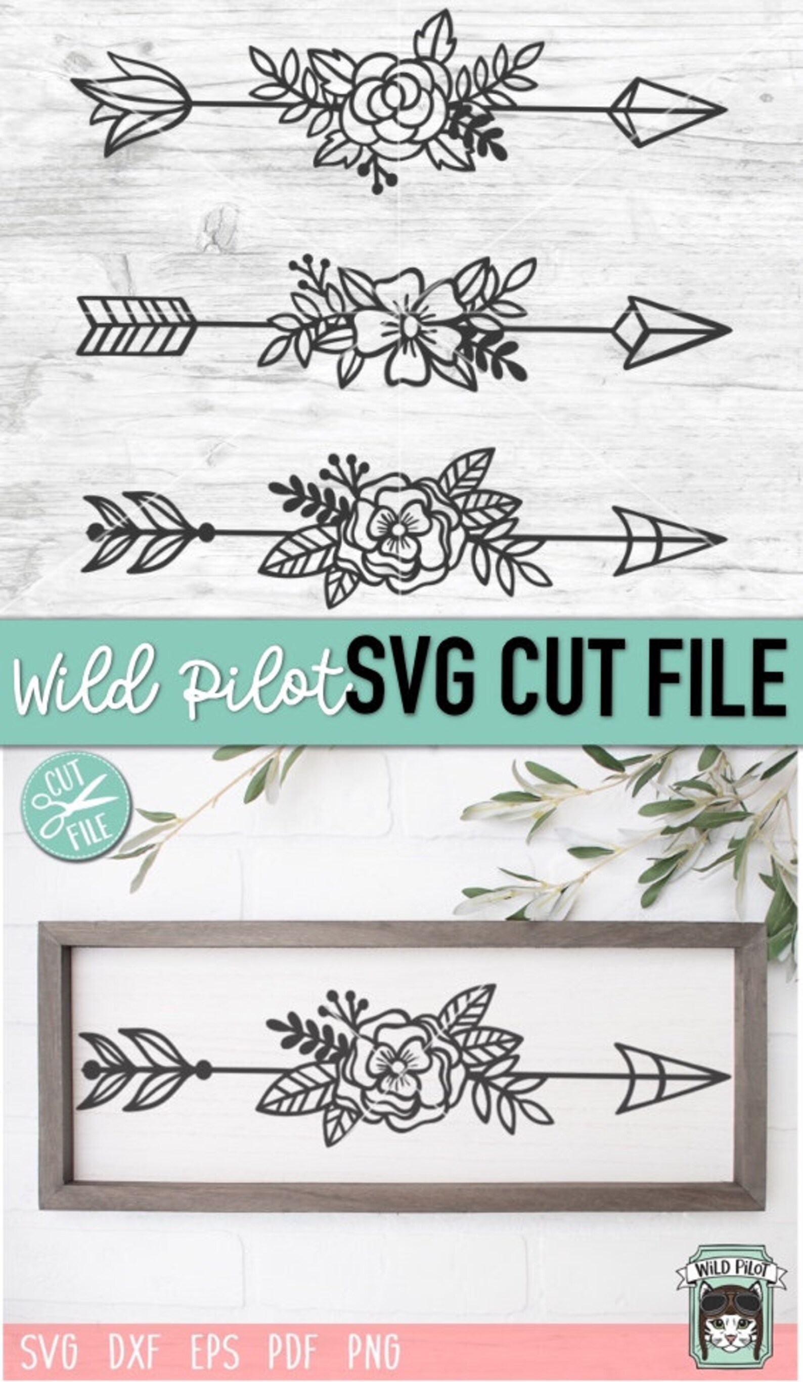 Arrows SVG File, Arrows Cut File, Arrow and Flowers Cut File, Arrows ...