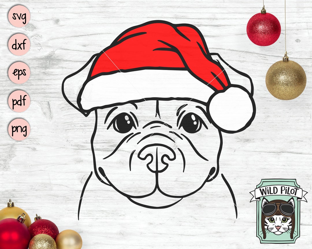 Dog Santa Hat Svg File, Dog With Hat Svg, Christmas Svg File, Pitbull ...