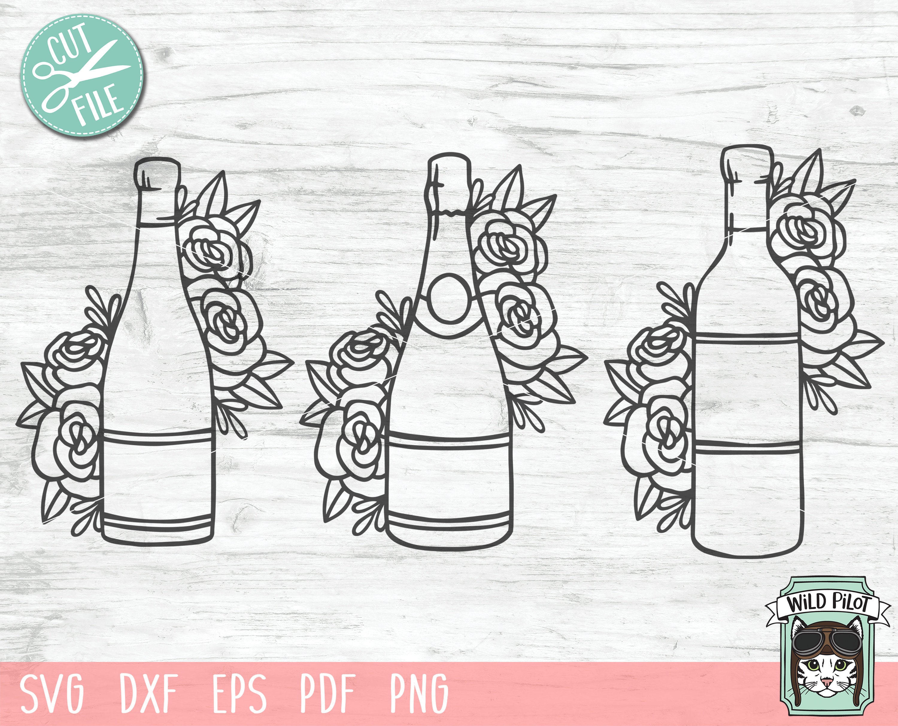 Wine Bottle Floral Svg Files White Wine Svg Red Wine Svg - Etsy