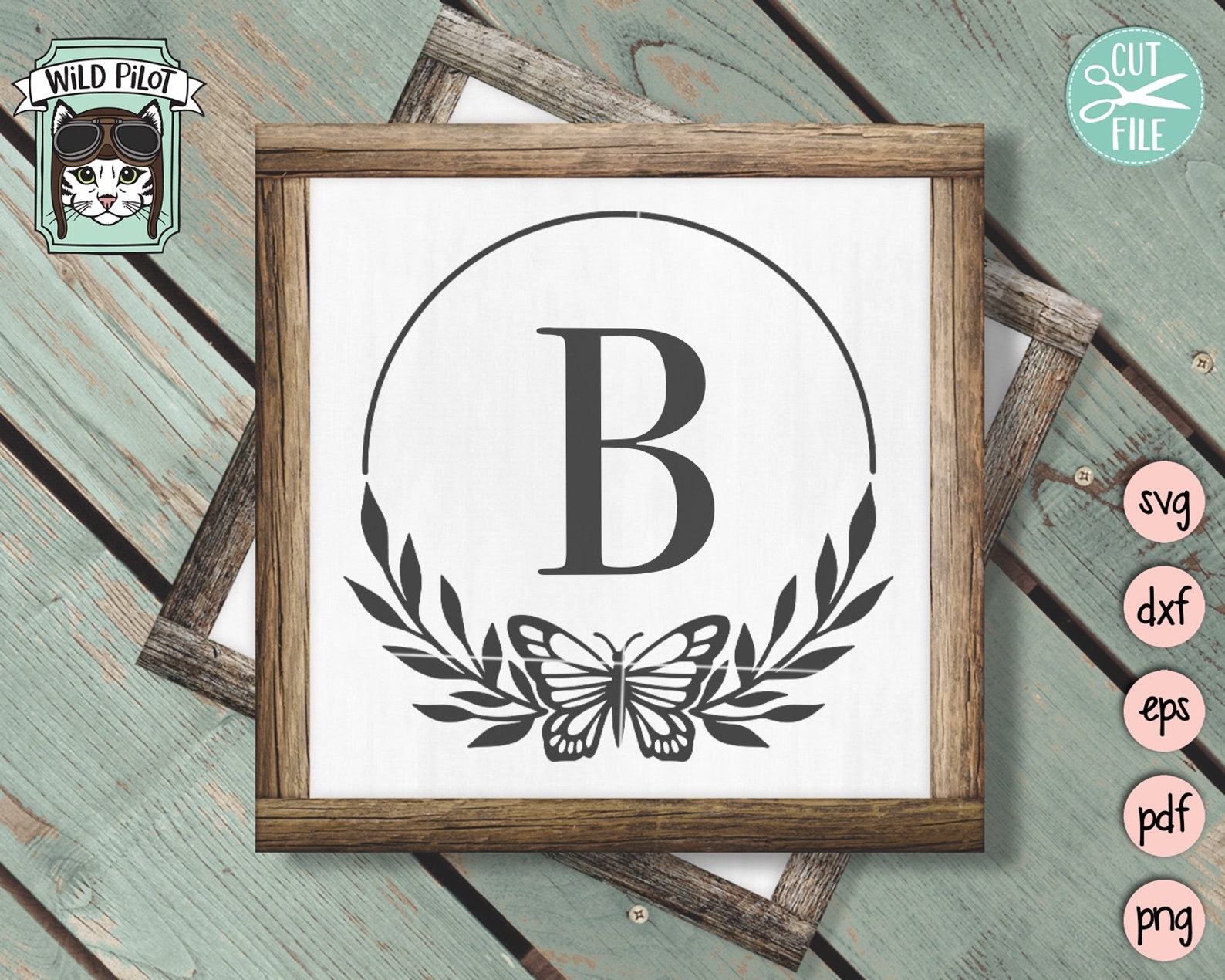 Butterfly SVG File, Butterfly Monogram SVG File, Butterfly Wreath SVG ...