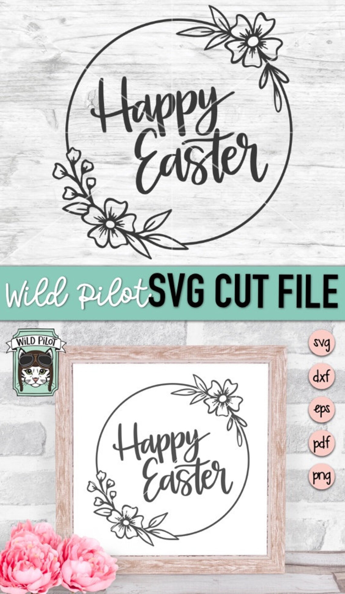 Happy Easter SVG Cut File, Easter Sign SVG File, Happy Easter PNG ...