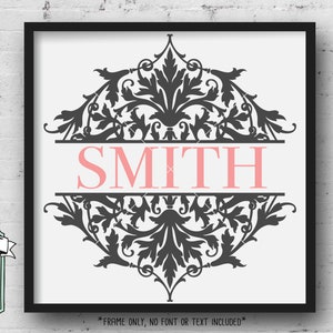 Monogram Frame SVG, Split Scroll Monogram Frame SVG, Cricut Svg Dxf ...
