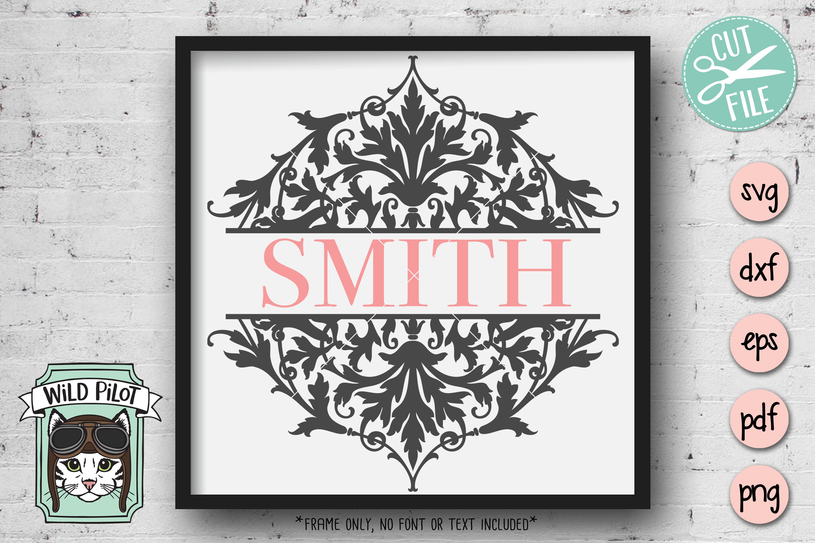 Monogram Frame SVG Split Scroll Monogram Frame SVG Cricut | Etsy
