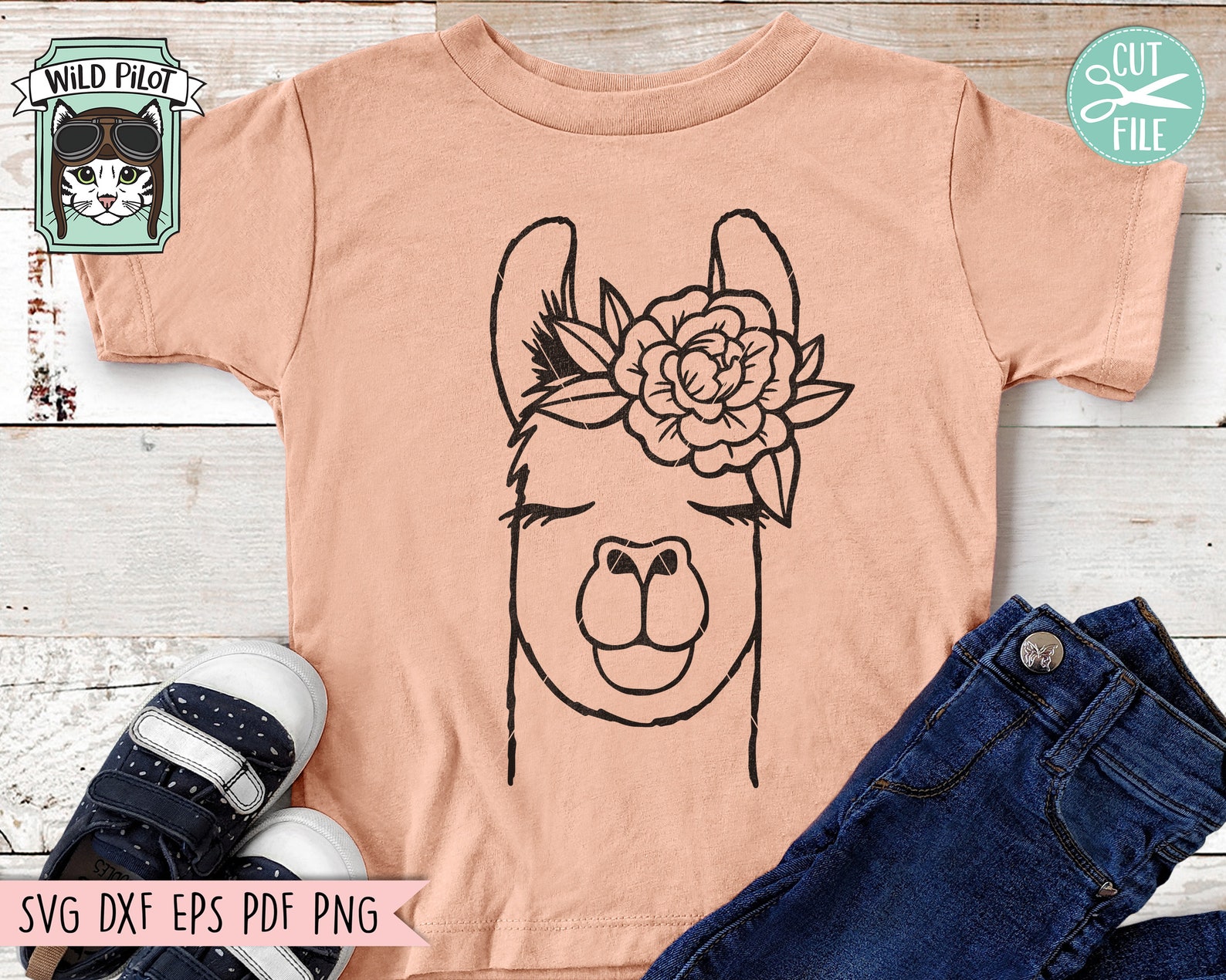 Llama SVG File, Llama Flower Crown SVG, Floral Llama Cut File, Animal ...