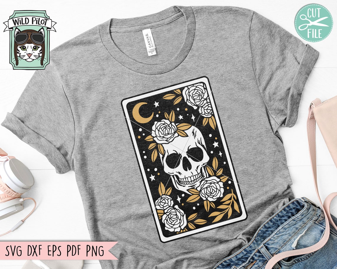 Tarot Card Skull Svg, Floral Skull Tarot Svg File, Death Tarot Card Svg ...