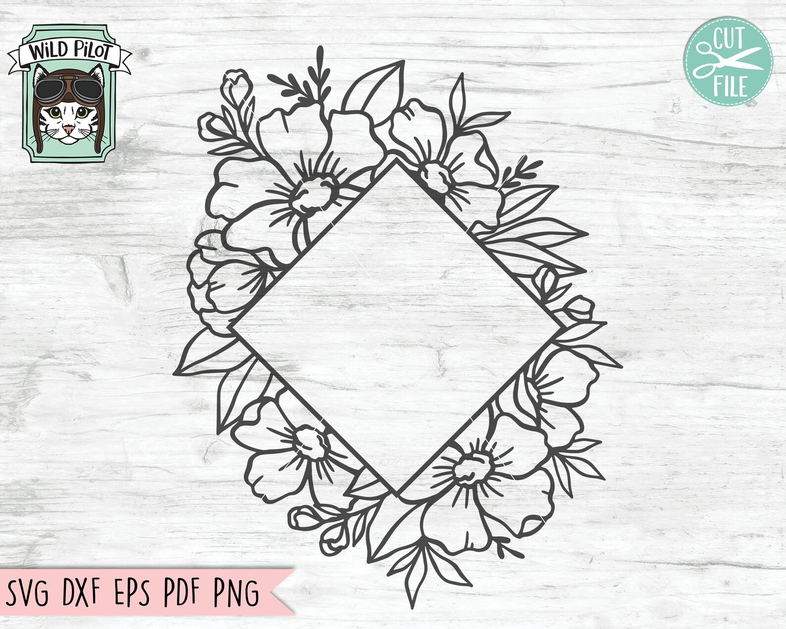 Cornice floreale SVG file taglio cornice floreale cornice | Etsy