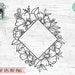 Floral Frame SVG, Floral Frame Cut File, Diamond Flower Frame, Floral ...
