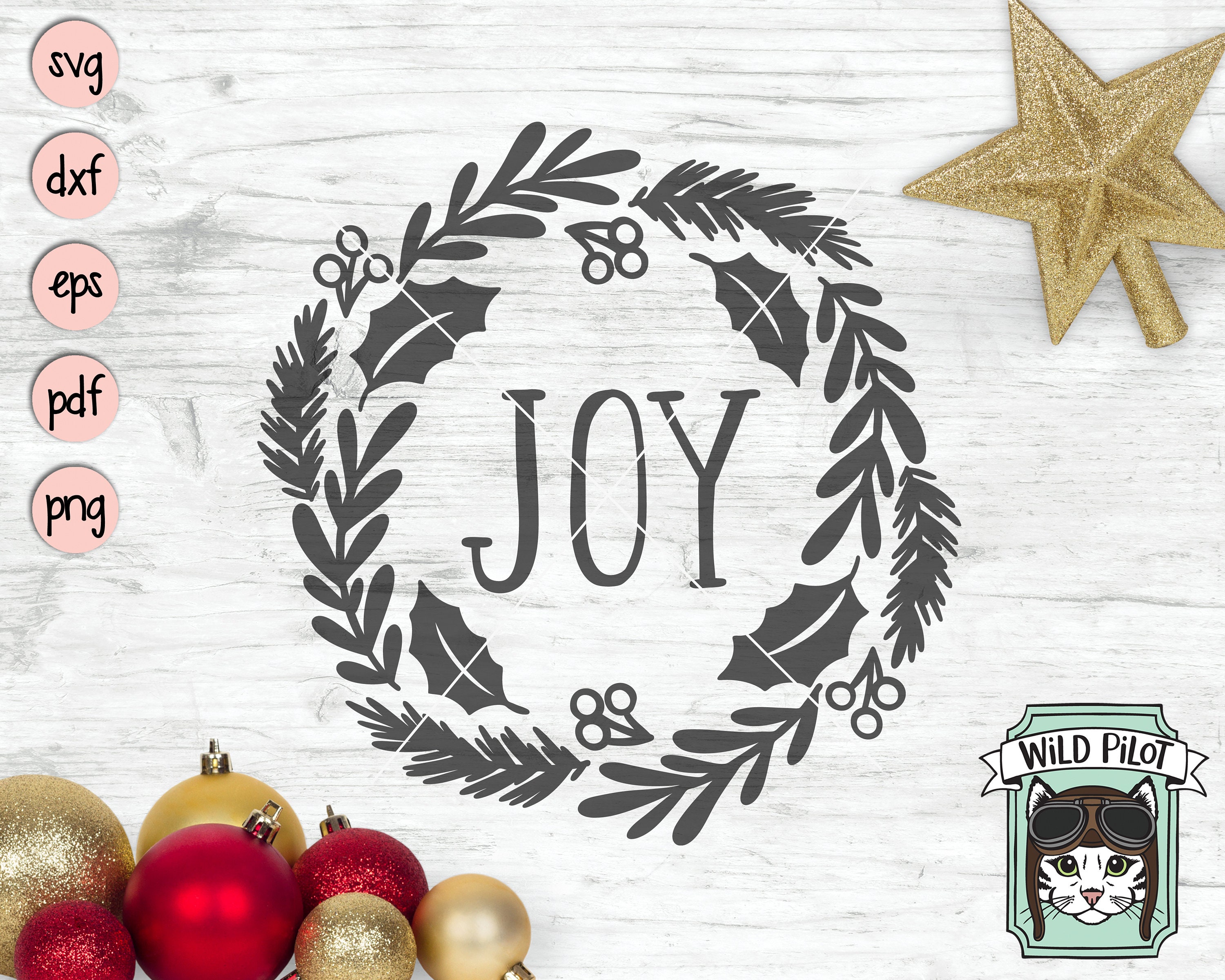 Holiday Wreath SVG File, Joy Svg, Christmas Wreath SVG File, Joy Wreath ...