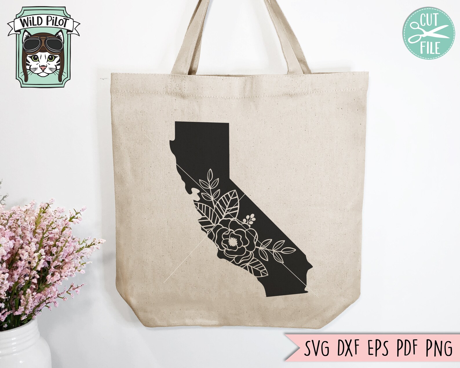 California Svg File California Silhouette Svg File Floral | Etsy