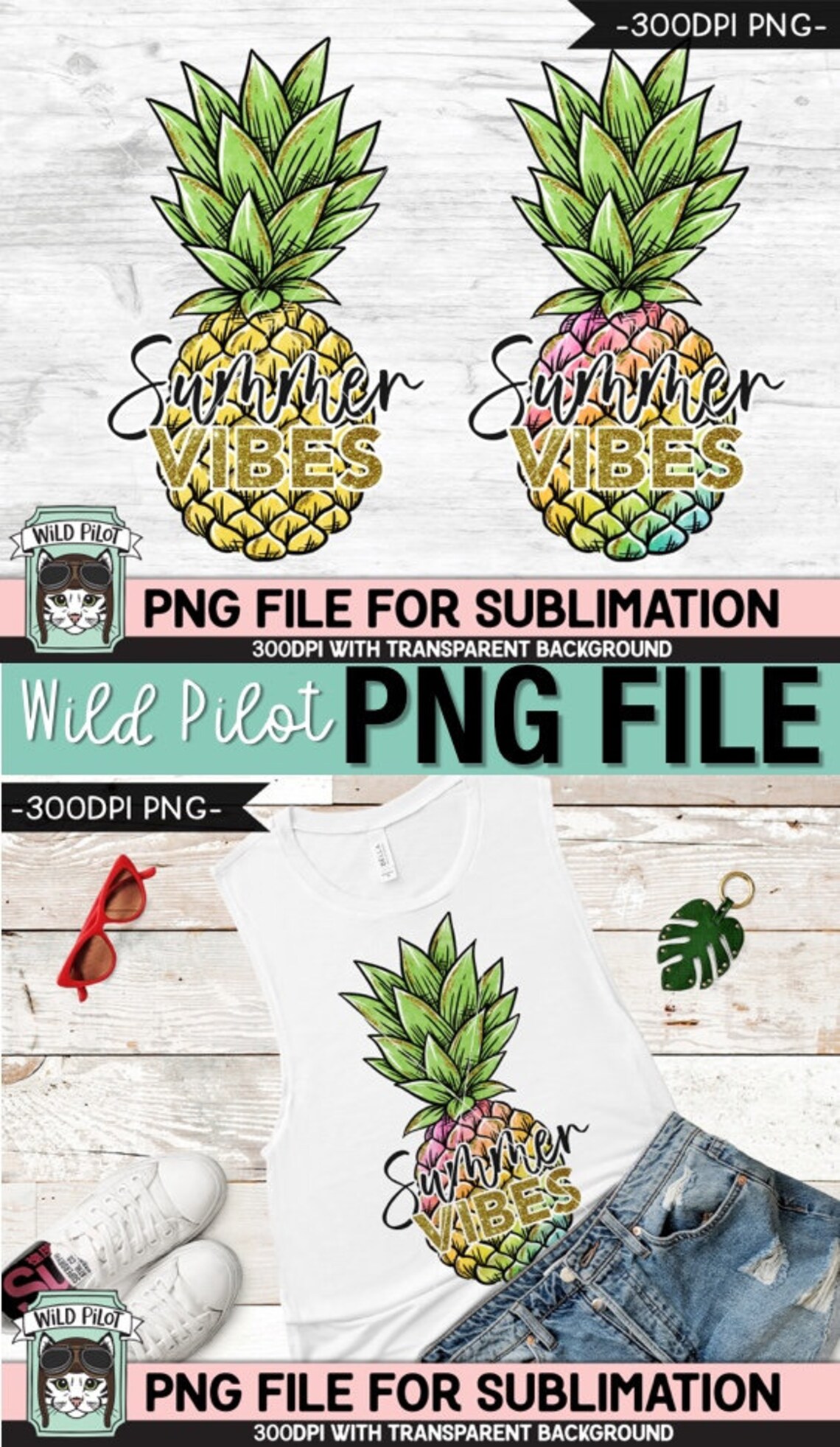 Pineapple SUBLIMATION Designs Png, Summer Vibes Sublimation Png ...