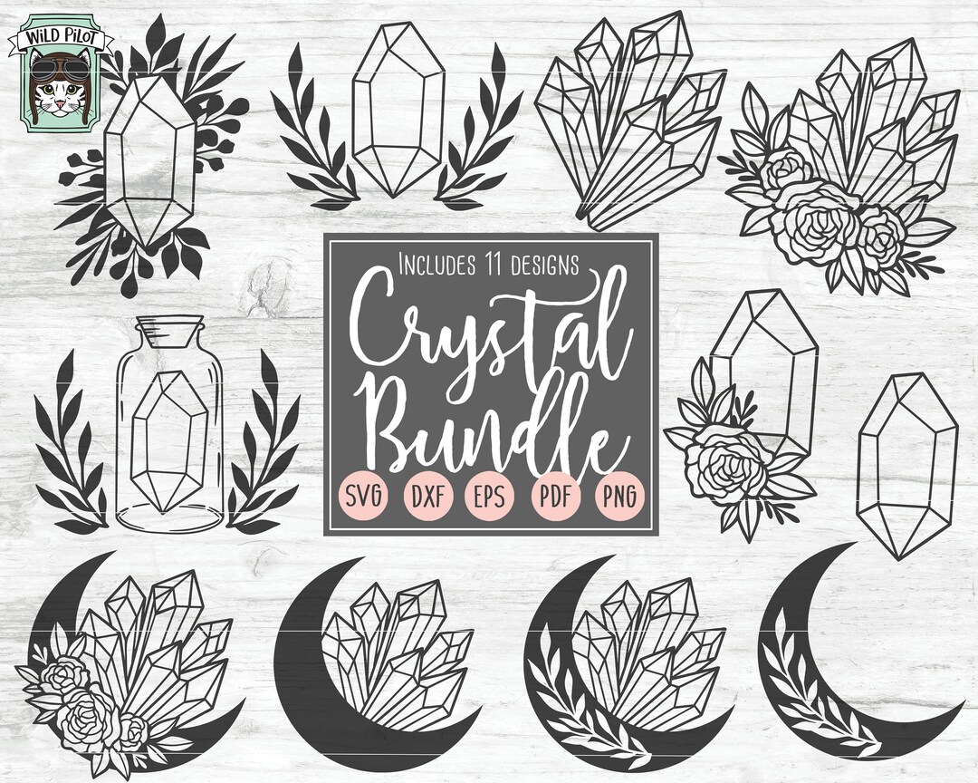Crystals SVG Files, Crystal Cut File, Crystal Floral Svg, Crystal ...