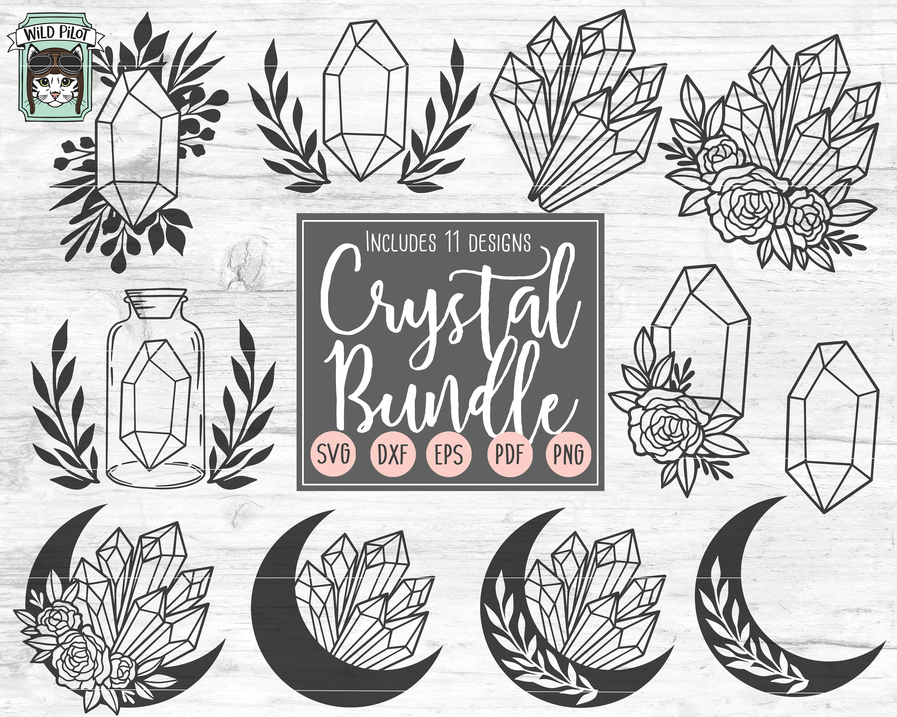 Crystals SVG Files, Crystal Cut File, Crystal Floral Svg, Crystal ...