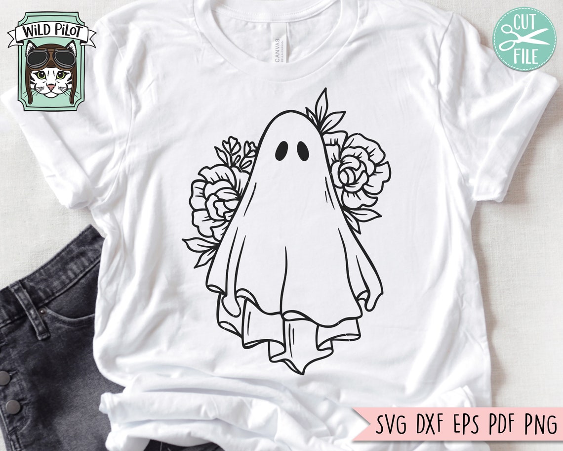 Floral Ghost SVG File Halloween SVG Halloween Cut File - Etsy