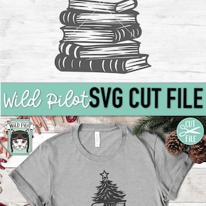 Christmas Book SVG, Book Christmas Tree Svg, Reading Svg, Christmas ...