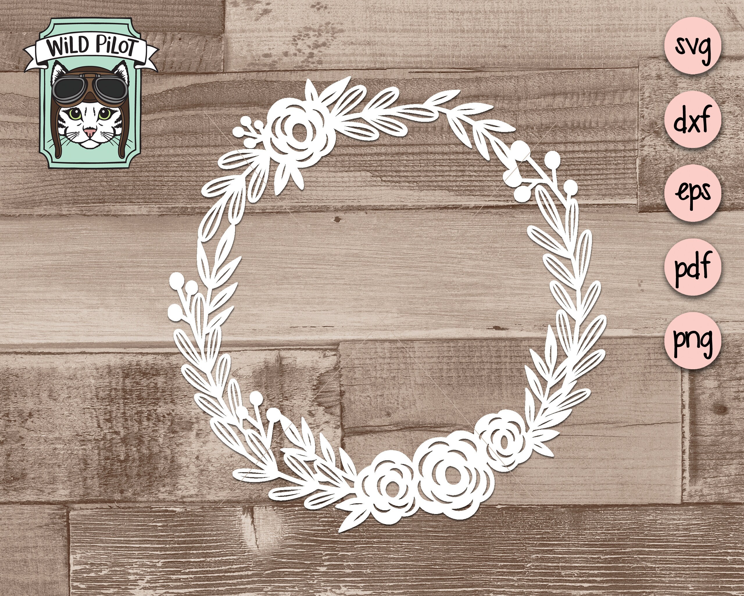 Wreath SVG File, Flower Wreath Cut File, Wreath Vector, Floral Wreath ...