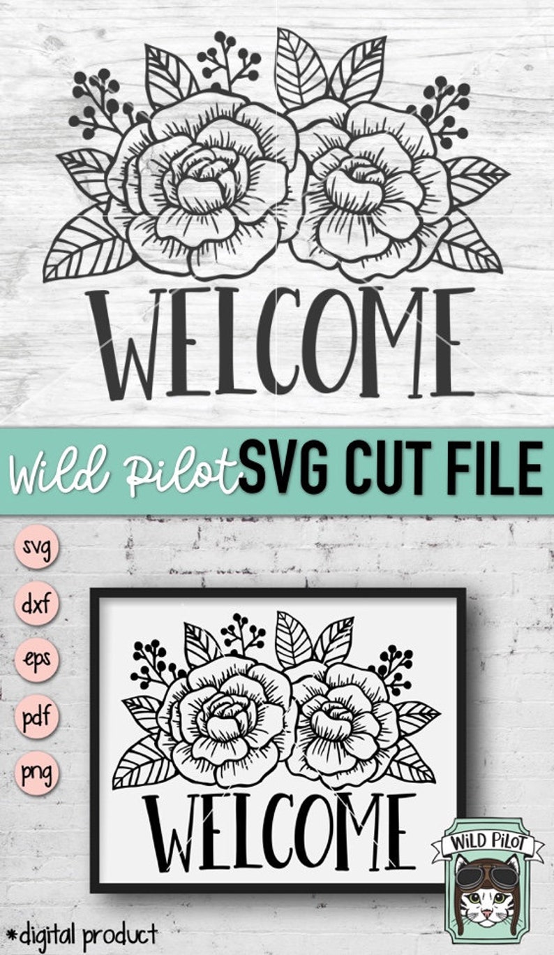 Welcome Sign SVG Flowers Welcome Sign Clipart Floral Welcome - Etsy