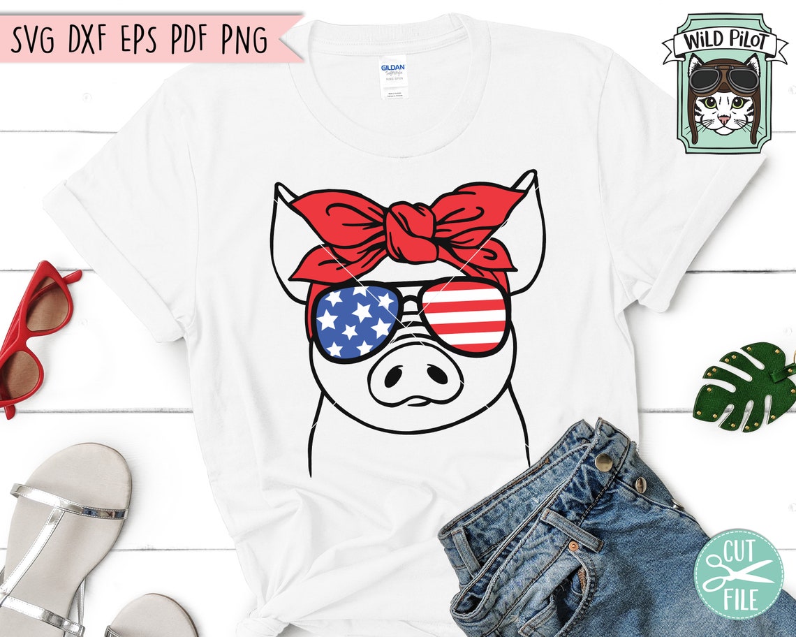 July 4th Pig SVG Fourth of July Pig Svg File Pig Glasses - Etsy
