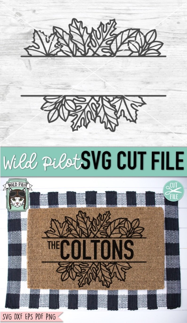 Leaf Border SVG Leaf Monogram Frame SVG Split Monogram Frame - Etsy