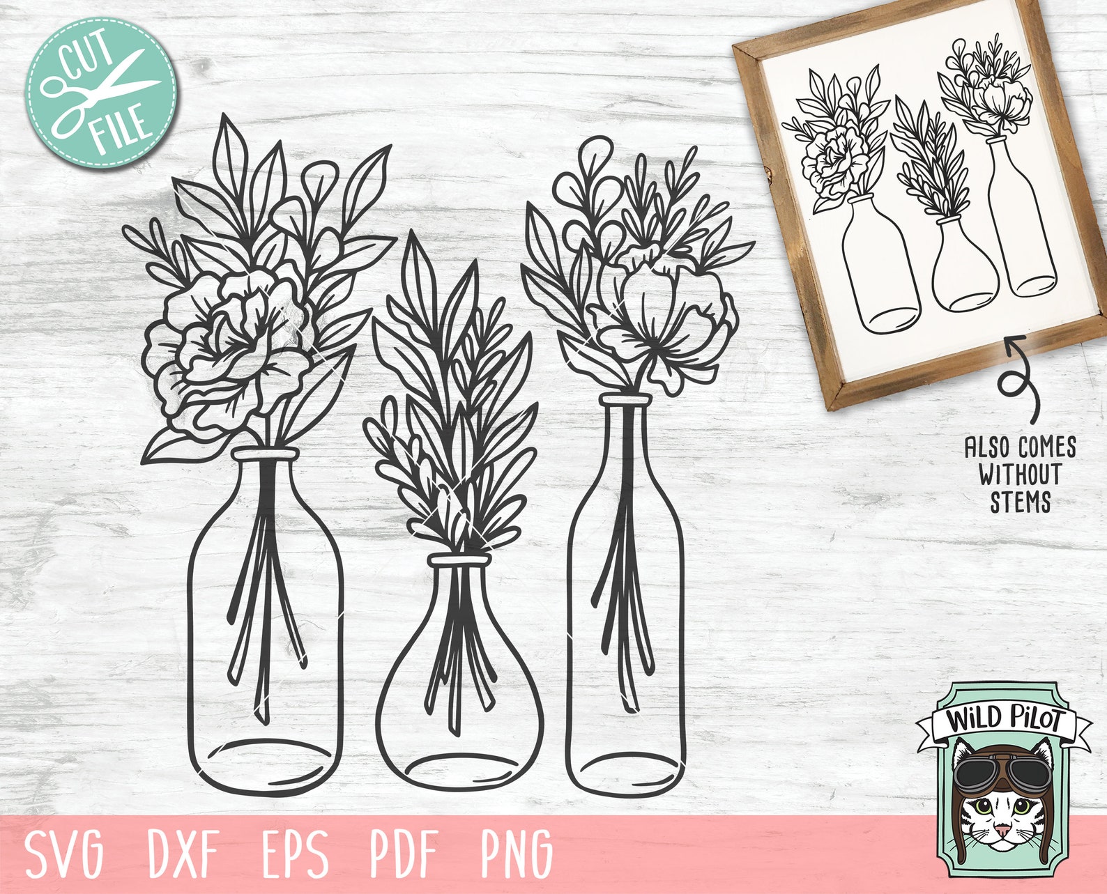 Flower Vase SVG File, Flower SVG Files, Floral Svg Files, Flower Cut ...