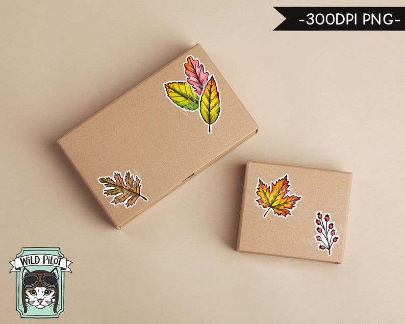 PRINTABLE Fall Sticker Files PNG File Pumpkin Fall Leaves - Etsy