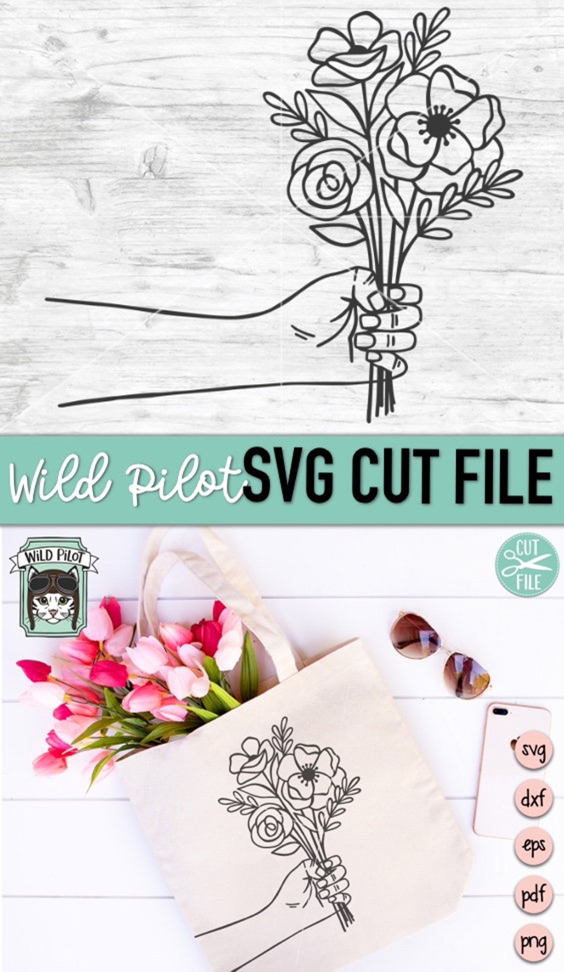 Hand Holding Flowers Svg File, Hand Holding Bouquet Cut File, Flower ...
