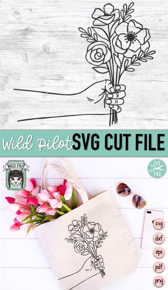 Hand Holding Flowers Svg File, Hand Holding Bouquet Cut File, Flower ...