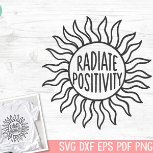 Radiate Positivity SVG File, Inspirational Quote Png File, Motivational ...