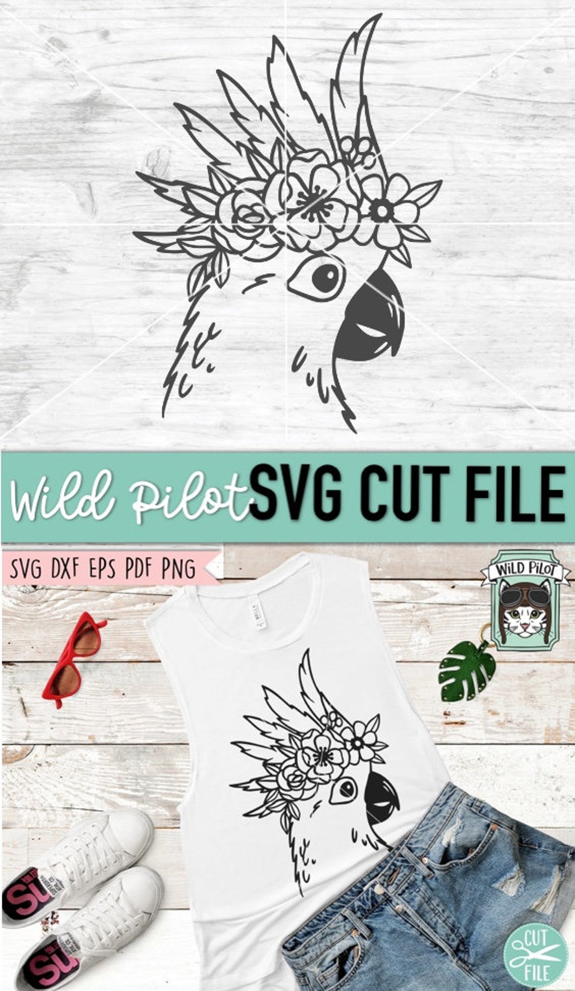 Cockatoo SVG File, Cockatoo With Flower Crown SVG, Cockatoo Cut File ...