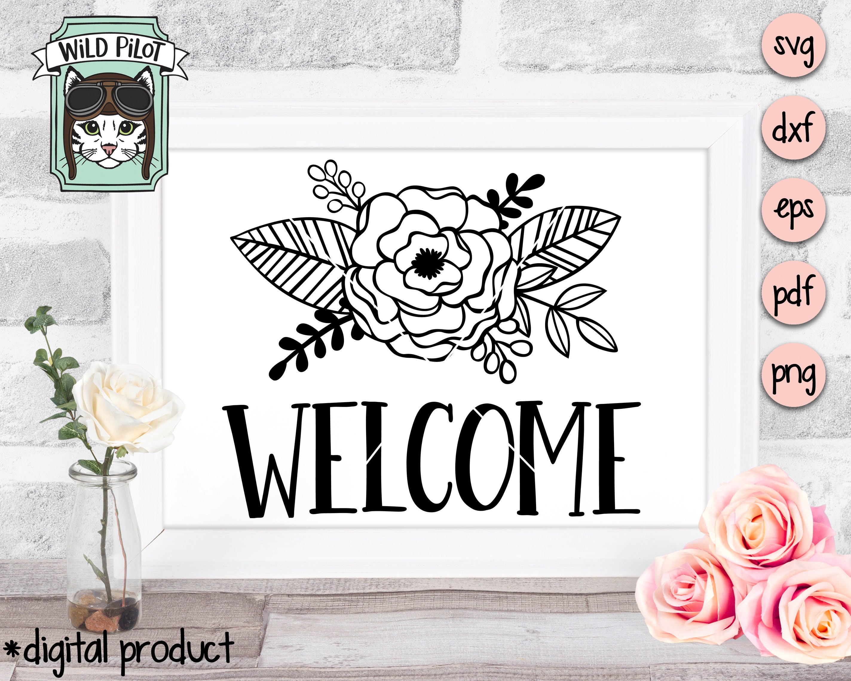 Floral Welcome Sign SVG, Welcome Sign Svg, Floral Welcome Svg File ...