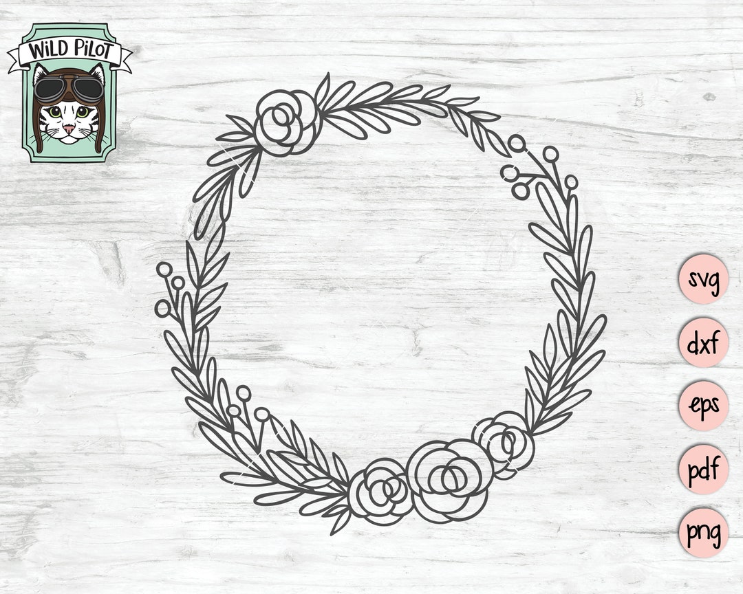 Floral Wreath SVG File, Flower Wreath Cut File, Wreath Vector, Floral ...