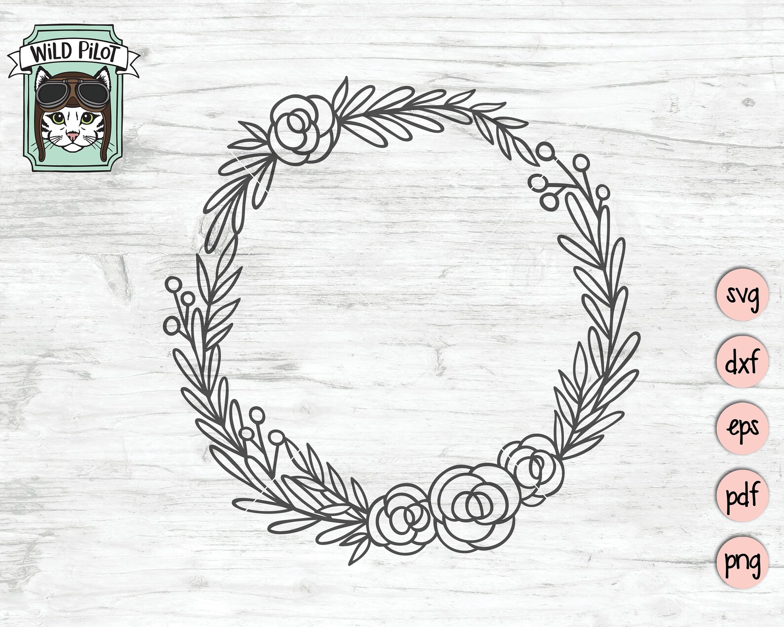 Floral Wreath SVG File Flower Wreath Cut File Wreath Vector | Etsy