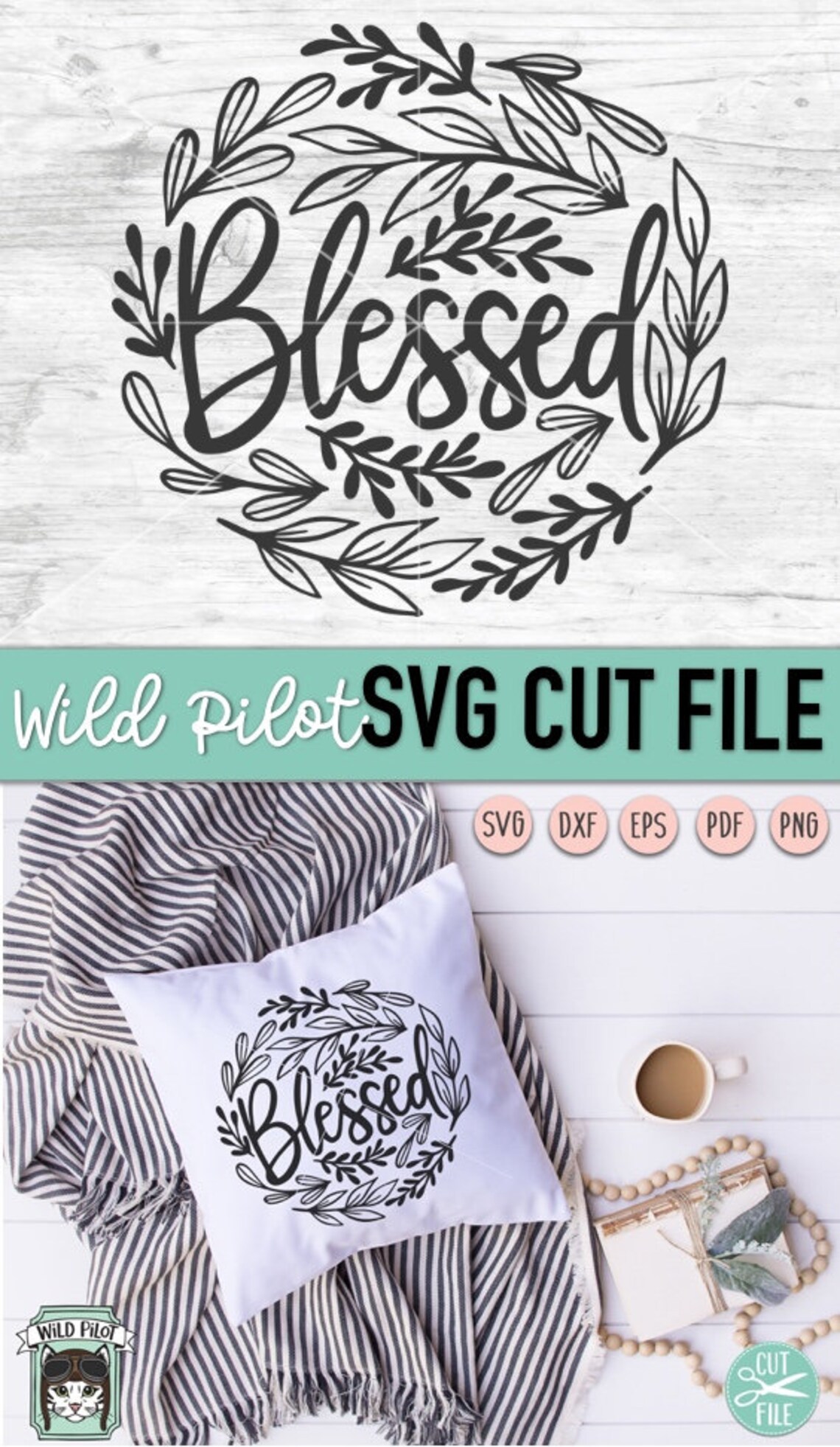 Blessed SVG, Blessed Leaves SVG File, Religious Svg File, Religion Svg ...