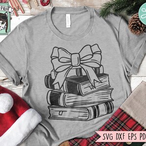 Christmas Book Lover SVG, Bow Book Svg, Reading Svg, Christmas Teacher ...