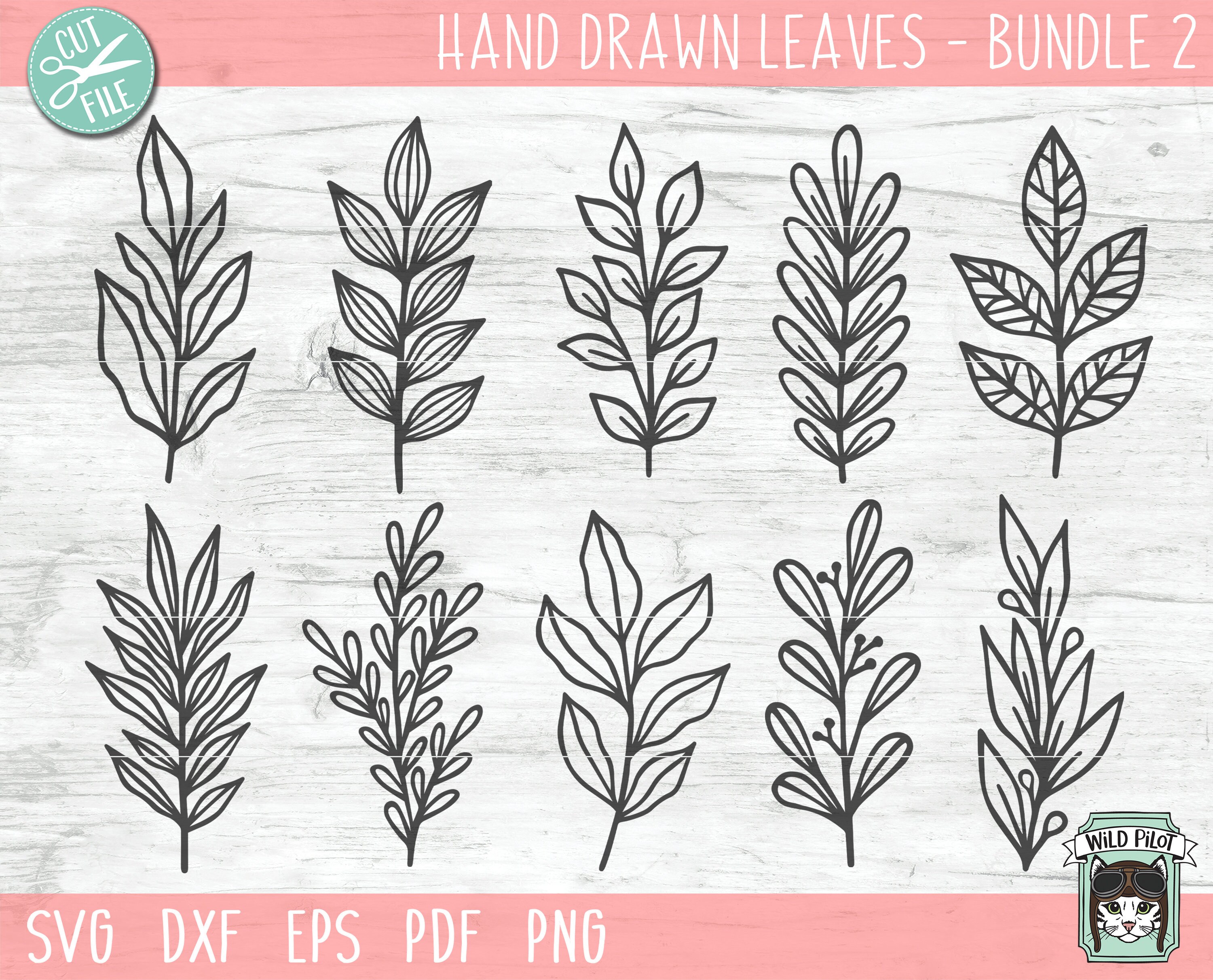 Leaves Bundle SVG Leaf Doodles SVG Files Leaf Cut File - Etsy
