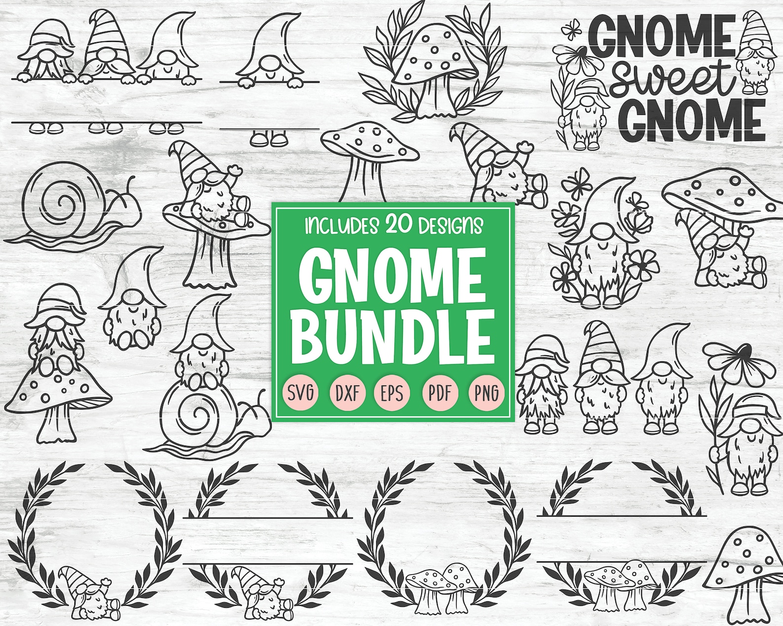 Gnome SVG File Bundle, Gnome Svg Files, Mushroom Svg, Gnome Sweet Gnome ...