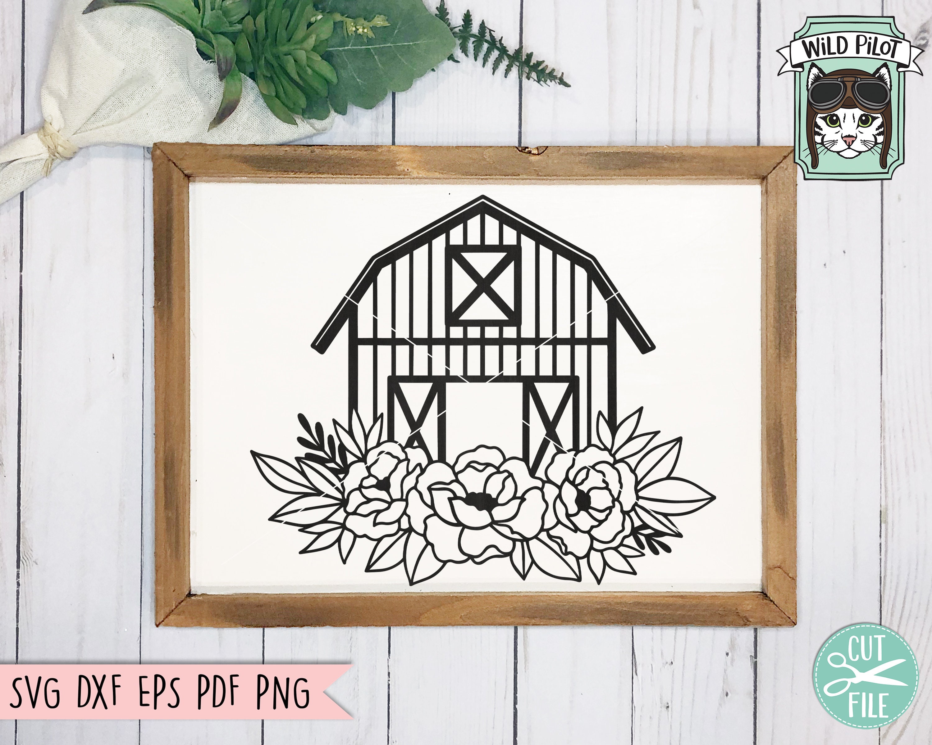 Floral Barn SVG File Barn With Flowers Svg Farmhouse Svg | Etsy